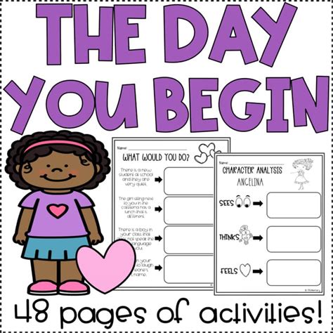 The Day You Begin Book Companion Activities Sel Read Aloud Courage
