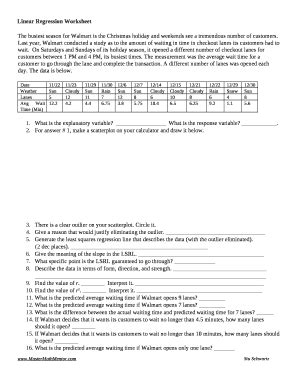 Linear Regression Worksheet Doc Template PdfFiller