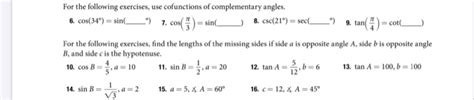 solved for the following exercises use cofunctions of