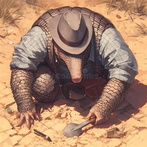 Ancient Alligator Archaeologist Uncovers Mysteries Stock Illustration