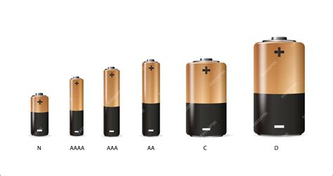 Premium Vector Alkaline Batteries Realistic Set Different Types Of Batteries Size D C Aa Aaa