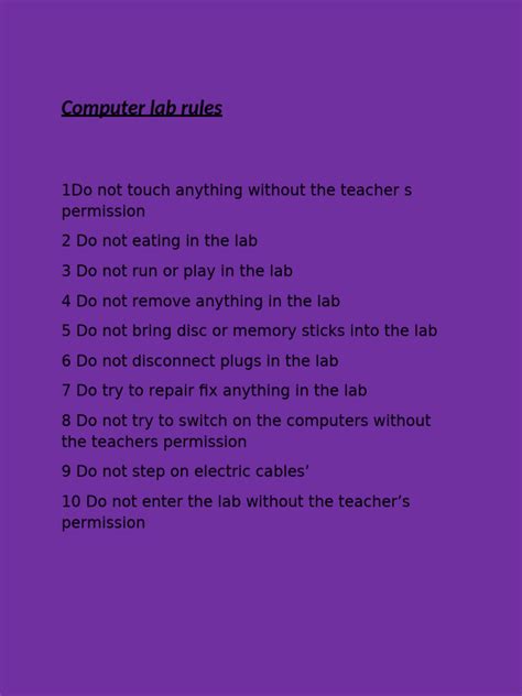 1 1 Computer Lab Rules Pdf