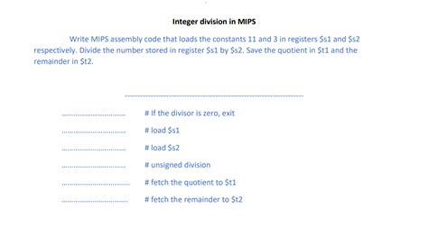 Solved Integer Division In Mips Write Mips Assembly Code