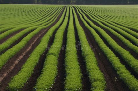 Agriculture With Row Of Crops Growing In The Field Stock Illustration