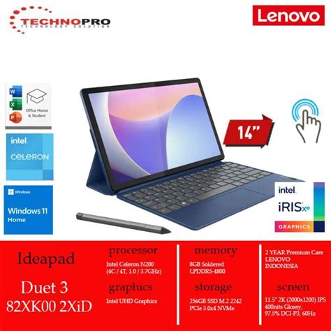 Promo Lenovo Ideapad Duet Ian Xid Intel Celeron N Intel Uhd Graphics Gb Ssd
