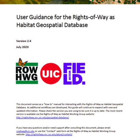 geospatial database user s guide rights of way as habitat working group