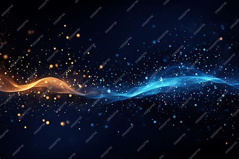 Premium Photo Dark Blue Glowing Particles On Abstract Background