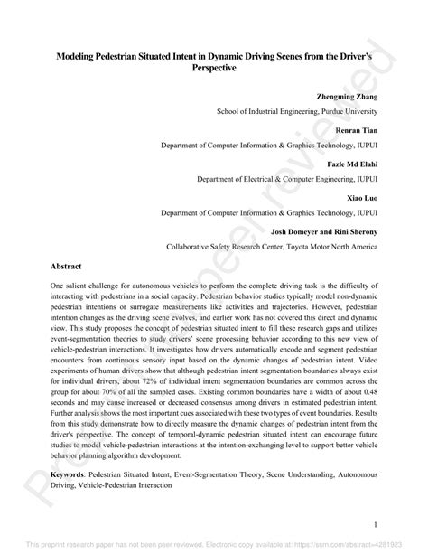 Pdf Modeling Pedestrian Situated Intent In Dynamic Driving Scenes