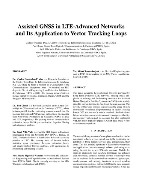 Pdf Assisted Gnss In Lte Advanced Networks And Its Application To