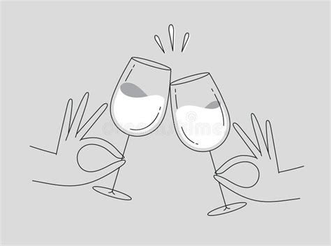 Two Glasses Sparkling Wine Clinking Stock Illustrations 145 Two