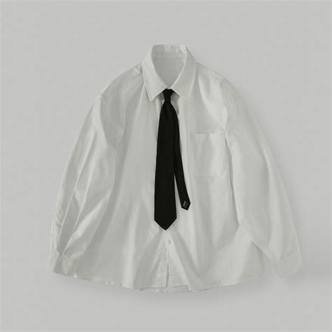 라퍼지스토어 넥타이 Set 솔리드 오버핏 옥스포드 타이셔츠white 위시버킷