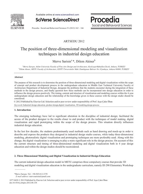 Pdf The Position Of Three Dimensional Modeling And Visualization Techniques In Industrial