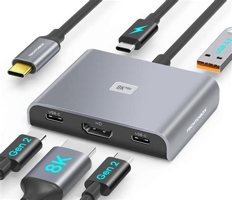 Mokin Usb C Hub 5 In 1 Usb C Multiport Adapter 8k Hdmi Dp1 4 With Dsc 100w Pd 3