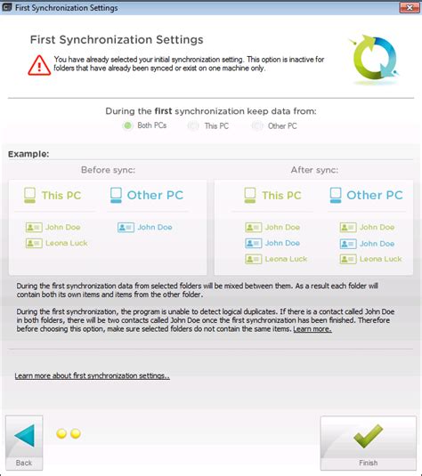 choosing data synchronization type codetwo outlook sync user s manual