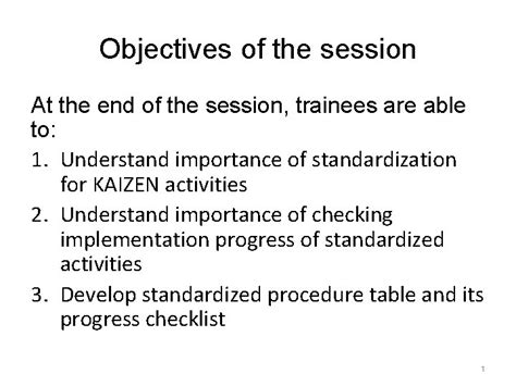 Kaizen Step 7 Standardization Kaizen Training Of Trainers