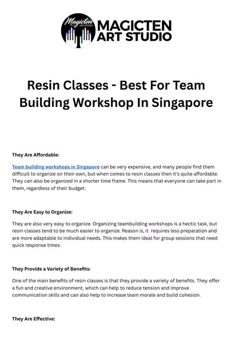 Ppt Resin Classes Is The Best Option For Team Building Workshop In