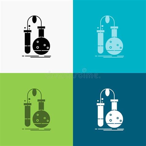 Testing Chemistry Flask Lab Science Icon Over Various Background Glyph Style Design