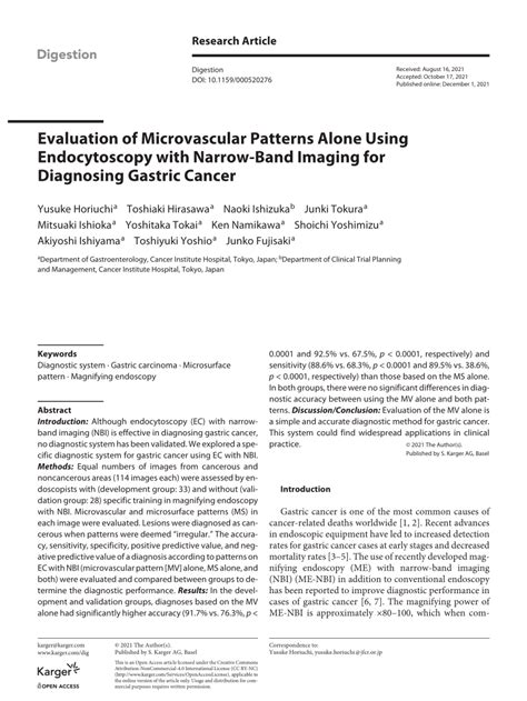 Pdf Evaluation Of Microvascular Patterns Alone Using Endocytoscopy With Narrow Band Imaging