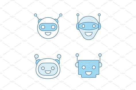Chatbots Color Icons Set Outline Icons ~ Creative Market