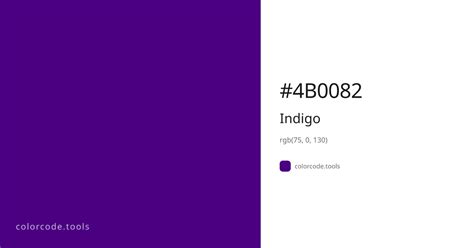 Indigo Color Code — Hex 4b0082 Rgb Hsl Cmyk Colorcodetools
