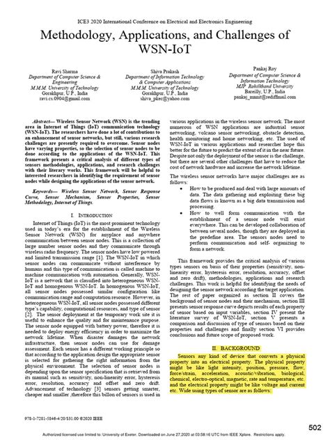 Methodology Applications And Challenges Of Download Free Pdf Wireless Sensor Network Sensor