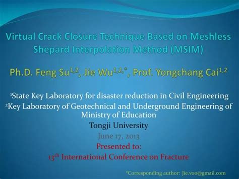 ppt virtual crack closure technique based on meshless shepard