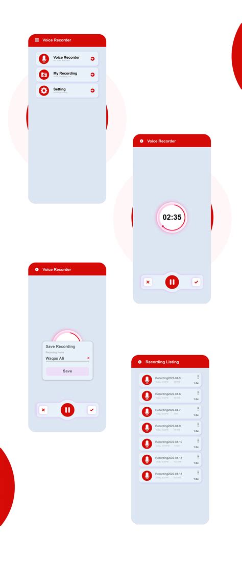 Voice Recorder Voice Recorder App Design Behance