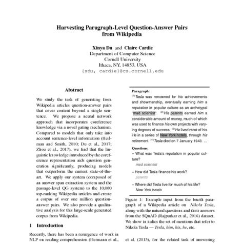 Harvesting Paragraph Level Question Answer Pairs From Wikipedia Acl