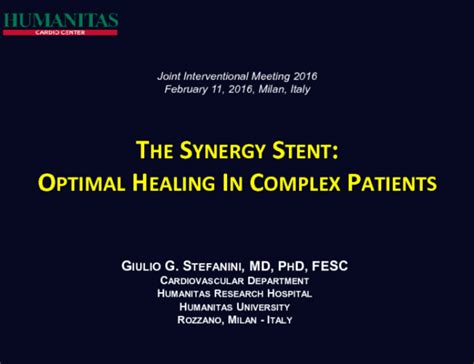 The Synergy Stent Optimal In Complex Patients