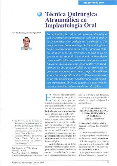 Pdf 2003 Tecnica Quirurgica Atraumática En Implantologia Oral