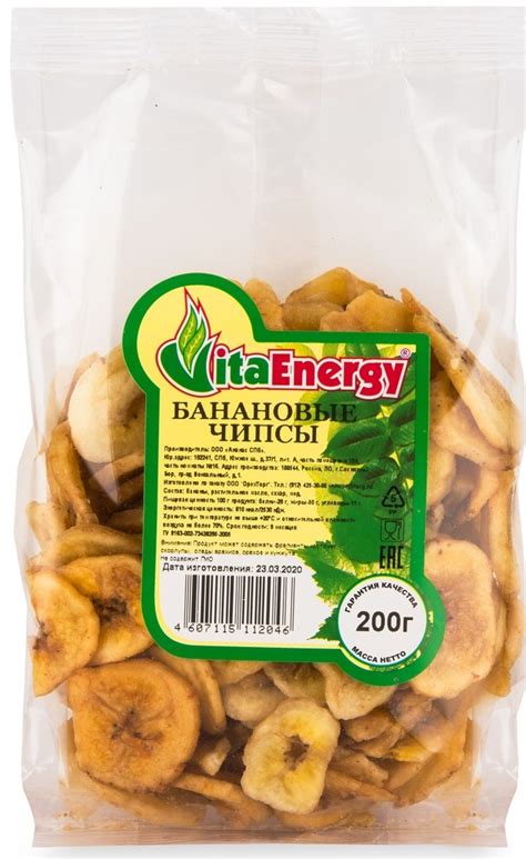 Характеристики Банановые чипсы 200 гр, подробное описание товара ...