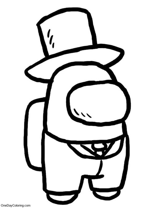 Among Us With A Gentleman Hat Coloring Page Printable