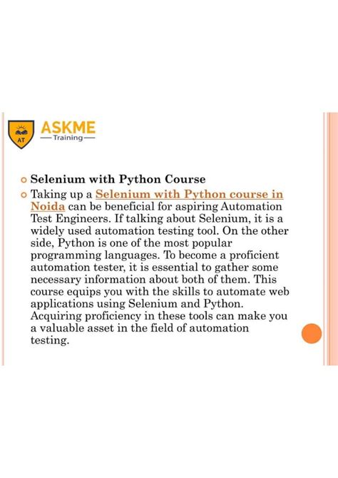 Selenium With Python Course In Noida Pdf