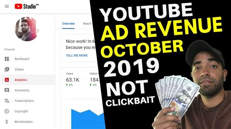 My YouTube Ad Revenue For October 2019 Not Clickbait YouTube