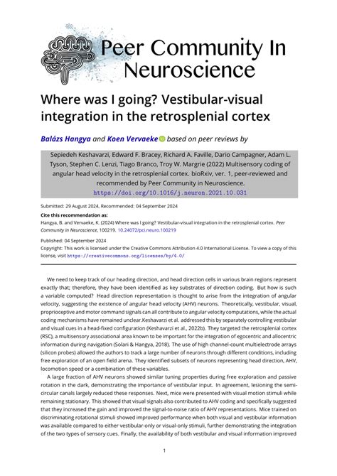 pdf where was i going vestibular visual integration in the retrosplenial cortex