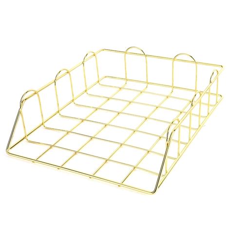 다기능 스택 형 종이 트레이 데스크 파일 정리 책상 장식품 로즈 골드 골든 사무실 홈 학교 매장용 Aliexpress