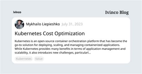 Kubernetes Cost Optimization Ivinco Blog