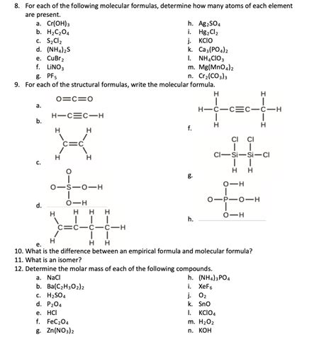 Solved 8 For Each Of The Following Molecular Formulas