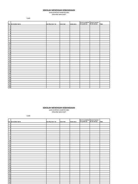 Speaking Mark Sheet Pdf