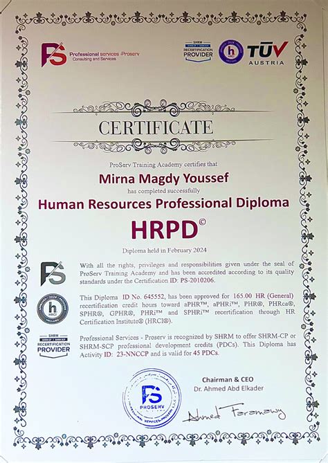 Mirna Magdy On Linkedin Certification Hr Hrpd Hrci Shrm Proserv
