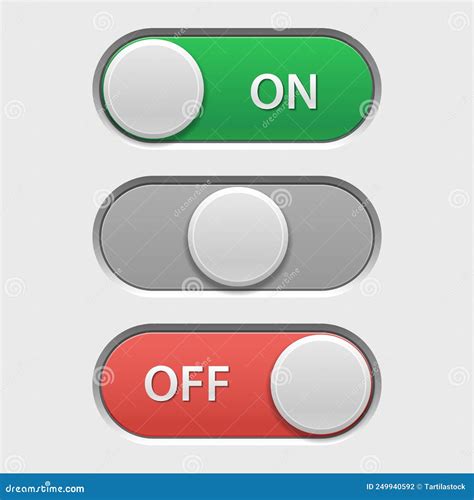On Off Button User Interface Switch For Adjustment Menu In On Neutral And Off Option