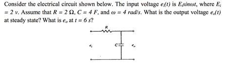 solved consider the electrical circuit shown below the
