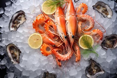 Premium Photo Freshly Chilled Seafood On Ice