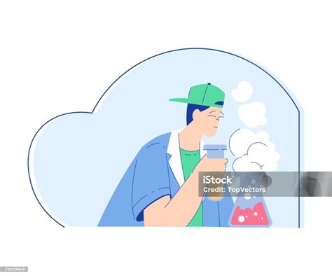 화학 와 남자 과학자 캐릭터 와 유리 플라스크 벡터 일러스트 개념에 대한 스톡 벡터 아트 및 기타 이미지 개념 개발 건강관리와 의술 Istock