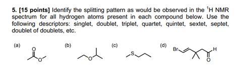 Solved 5 15 Points Identify The Splitting Pattern As