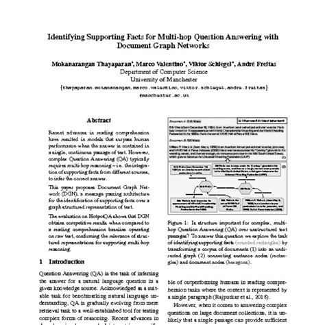 Identifying Supporting Facts For Multi Hop Question Answering With Document Graph Networks Acl