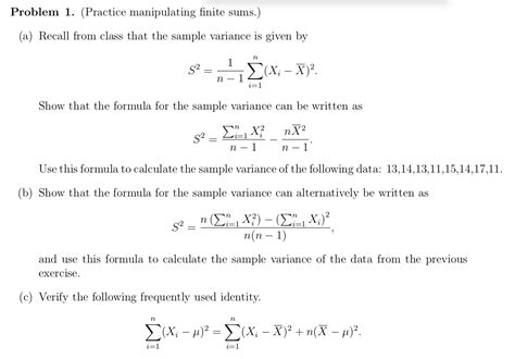 Solved Problem 1 Practice Manipulating Finite Sums A
