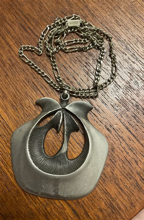 Vintage Eivind Hillestad Eh Norway Pewter Necklace Gem