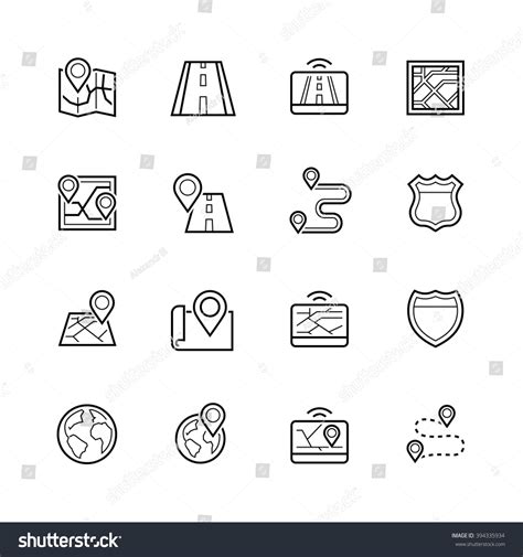 Navigation Direction Maps Traffic Thin Line Stock Vector Royalty Free