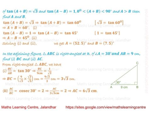 Class 10 Chapter 8 Introduction To Trigonometry Particular Angles Complementary Angles Lecture